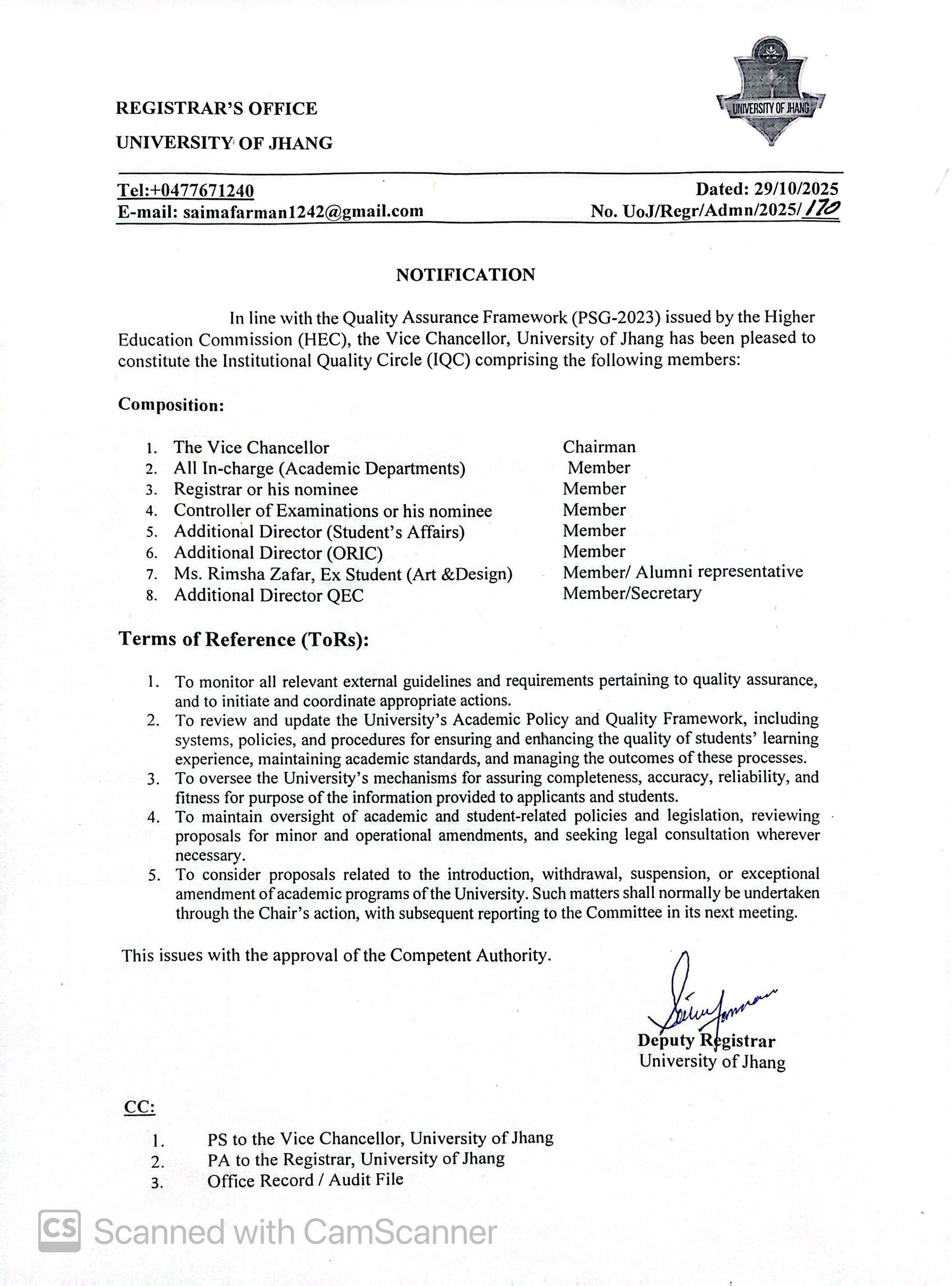 QEC - University of Jhang